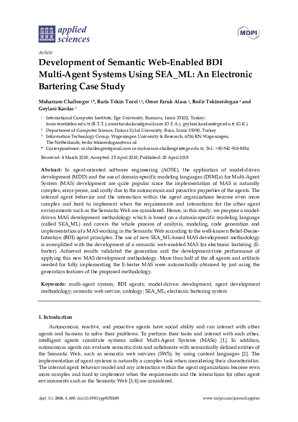 (PDF) Development of Semantic Web-Enabled BDI Multi-Agent Systems Using SEA_ML: An Electronic ...