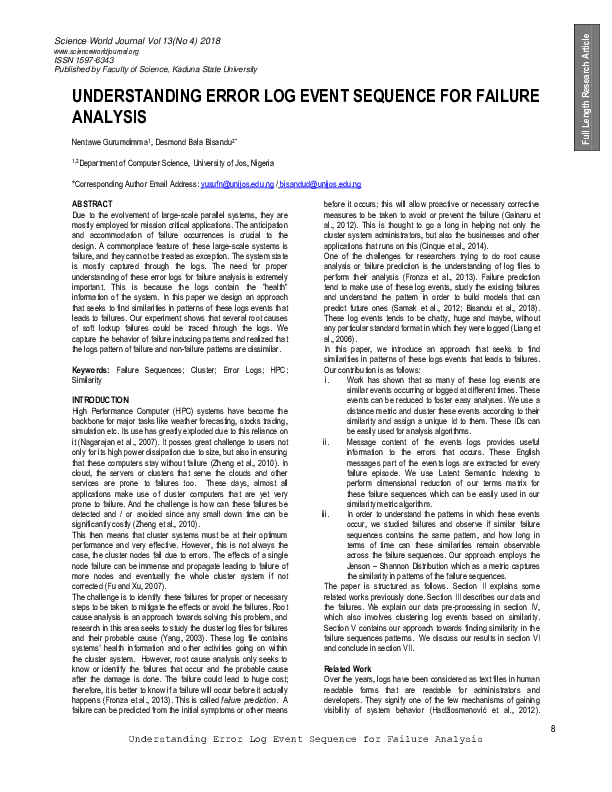 (PDF) Understanding Error Log Event Sequence for Failure Analysis
