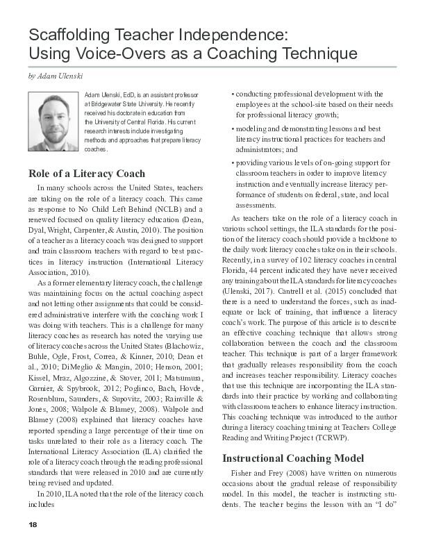 (PDF) Scaffolding teacher independence: Using voice-overs as a coaching ...