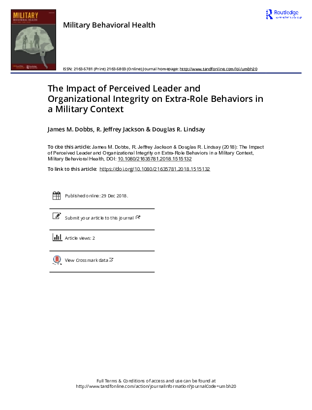 (PDF) Military Behavioral Health The Impact of Perceived Leader and ...