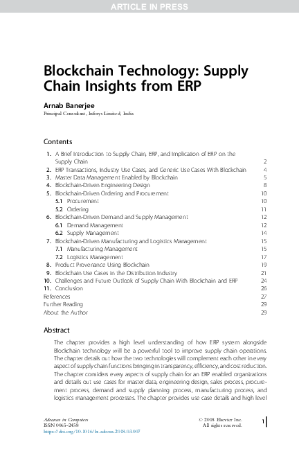 (PDF) BC technology supply chain insights from ERP