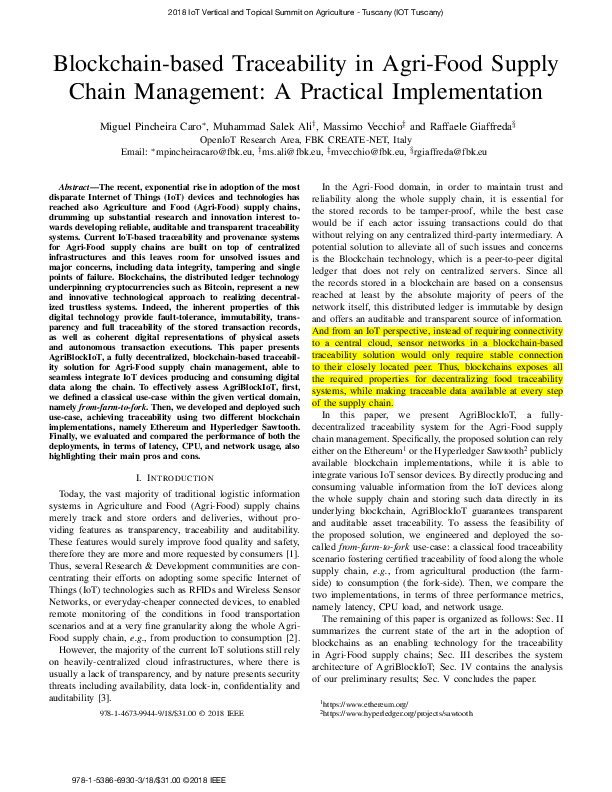 (PDF) Blockchain based traceability