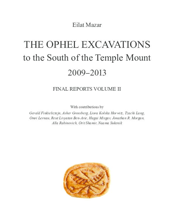 (PDF) Hebrew Seal Impressions (bullae) from the Ophel, Area A2009