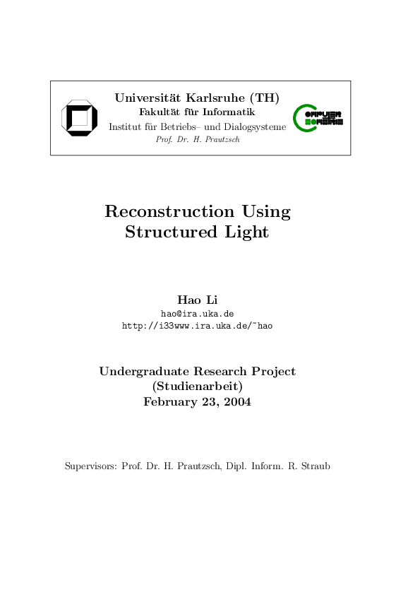 (PDF) Reconstruction Using Structured Light