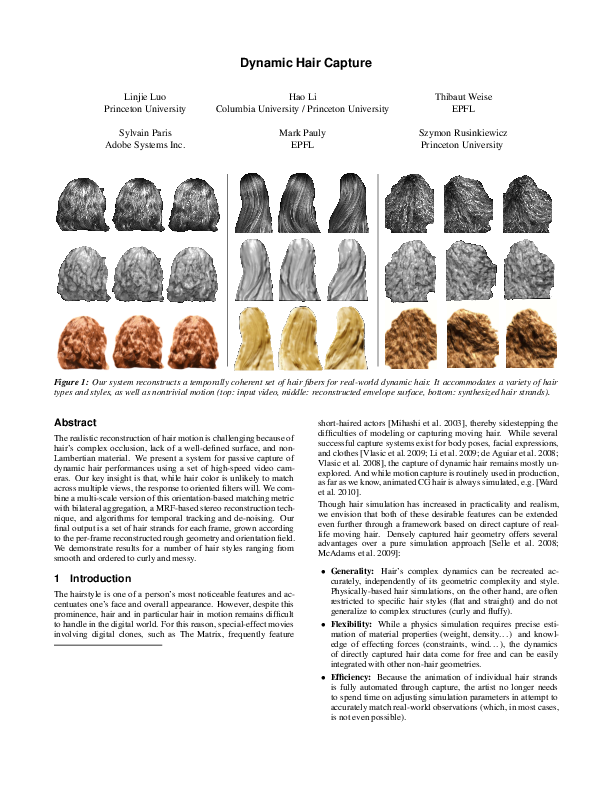 (PDF) Dynamic Hair Capture