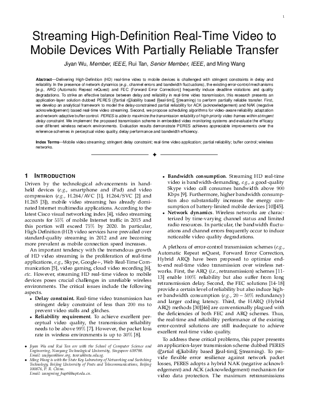 (PDF) Streaming High-Definition Real-Time Video to Mobile Devices With ...