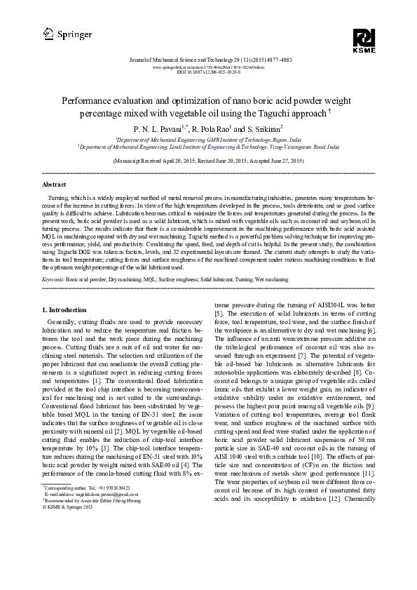 (PDF) Performance evaluation and optimization of nano boric acid powder weight percentage mixed ...