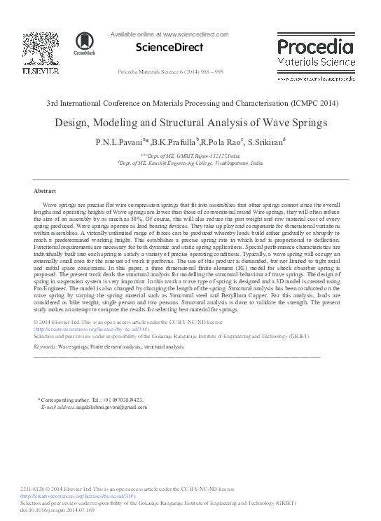 (PDF) Design, Modeling and Structural Analysis of Wave Springs