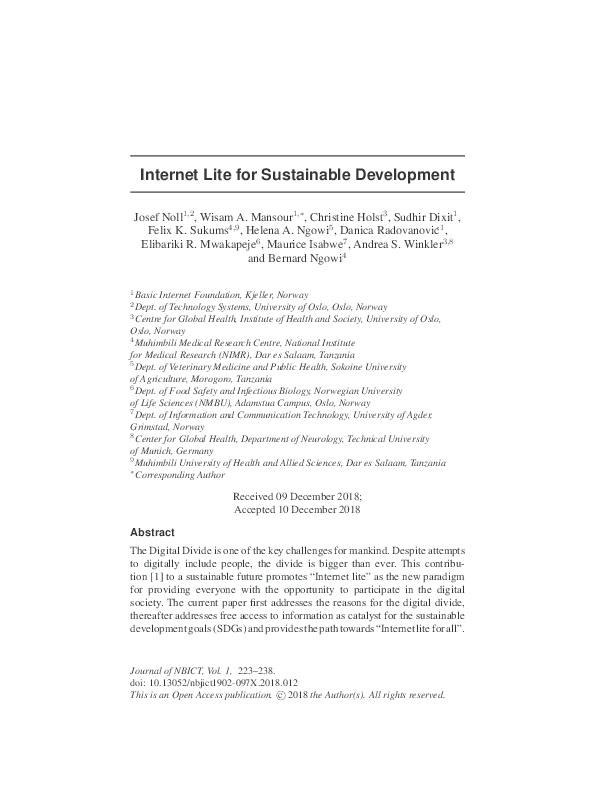 (PDF) Internet Lite for Sustainable Development