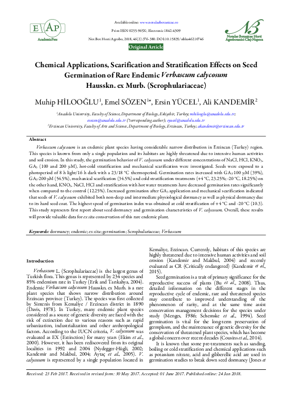 (PDF) Chemical Applications, Scarification and Stratification Effects ...