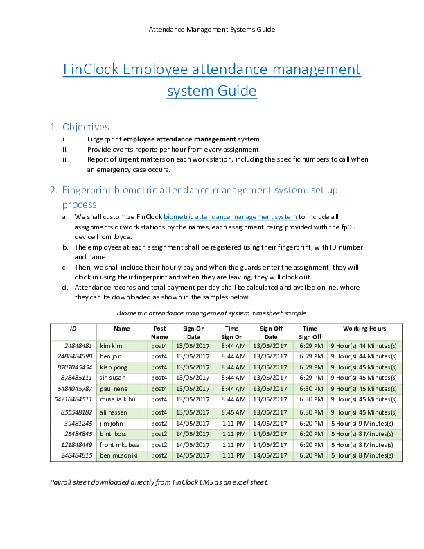 (PDF) Attendance Management Systems Guide FinClock Employee attendance ...