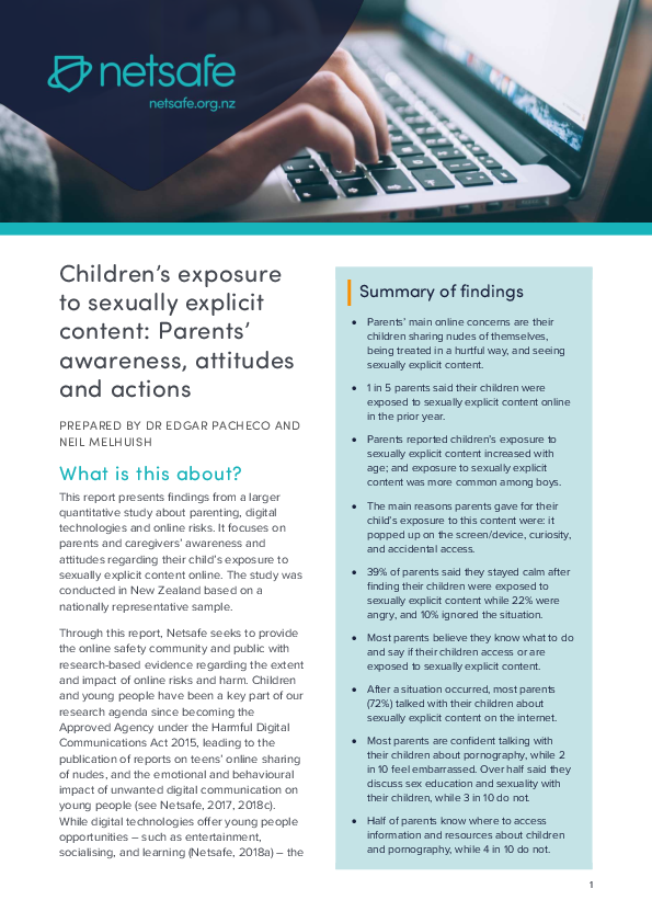 (PDF) Children's exposure to sexually explicit content: Parents ...