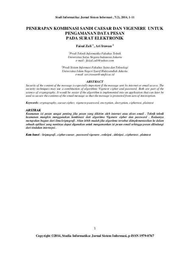 (PDF) PENERAPAN KOMBINASI SANDI CAESAR DAN VIGENERE UNTUK PENGAMANAN ...
