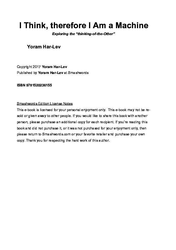 (PDF) I Think, therefore I Am a Machine Exploring the "thinking-of-the ...