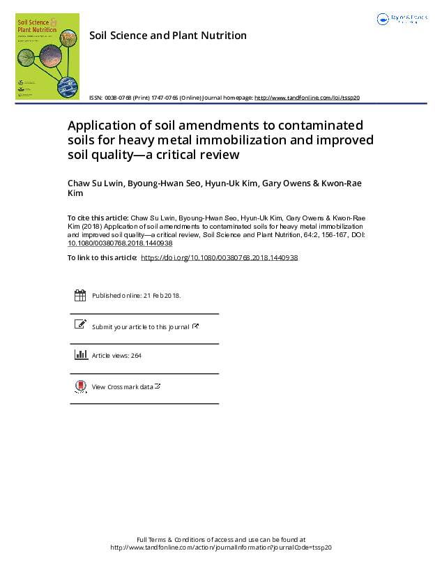 (PDF) Application of soil amendments to contaminated soils for heavy ...