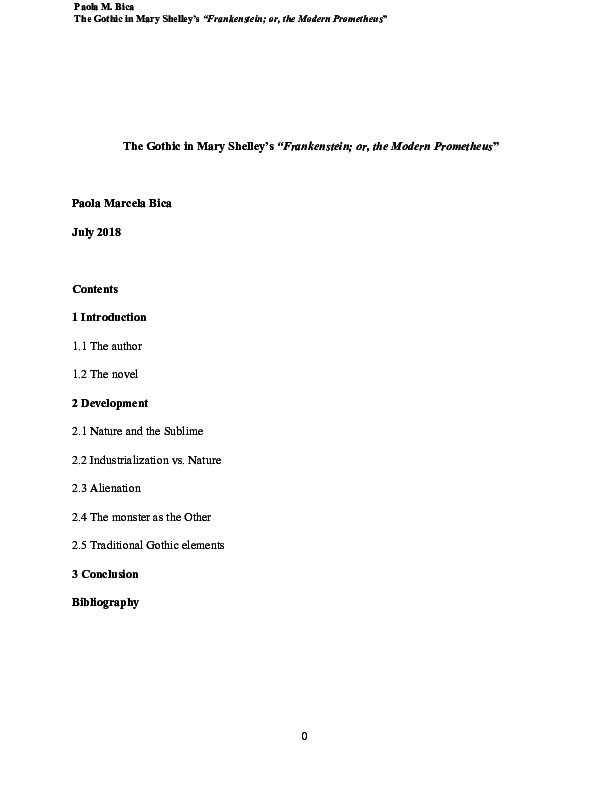 (PDF) The Gothic in Mary Shelley’s “Frankenstein; or, the Modern ...