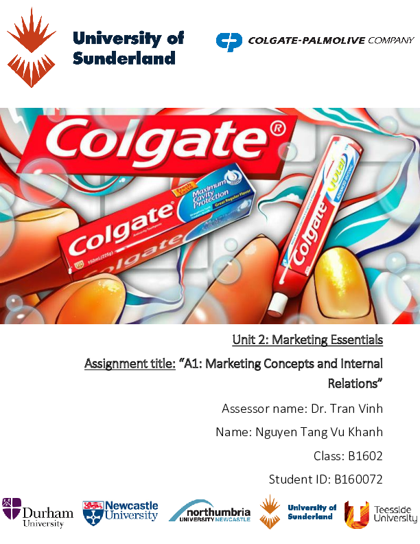 (DOC) Unit 2: Marketing Essentials Assignment title: "A1: Marketing Concepts and Internal Relations"