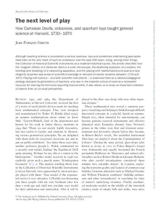 (PDF) The next level of play: How Cartesian devils, volcanos, and ...