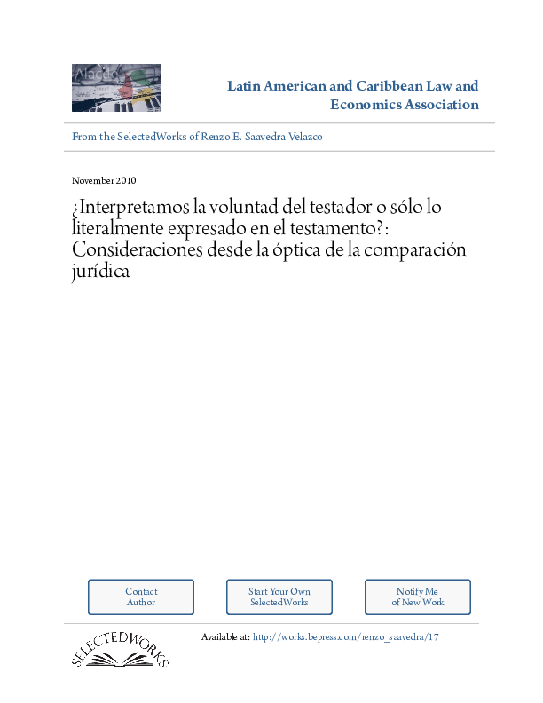 (PDF) ¿Interpretamos la voluntad del testador o sólo lo literalmente ...