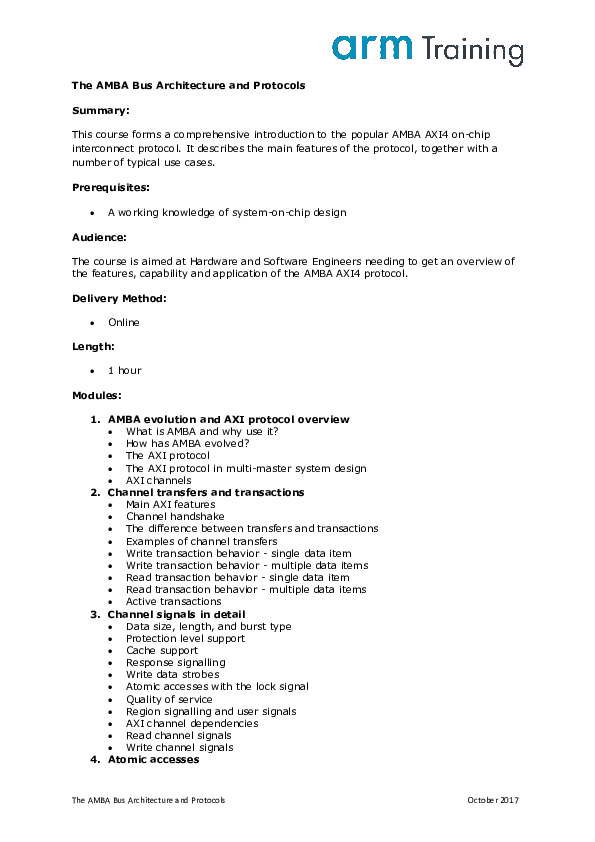 Pdf The Amba Bus Architecture And Protocols