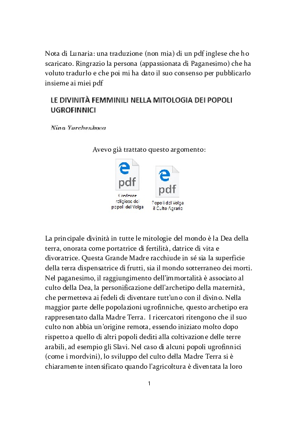 (PDF) La Madre Terra e le Dee nella mitologia mordvina-ugrofinnica