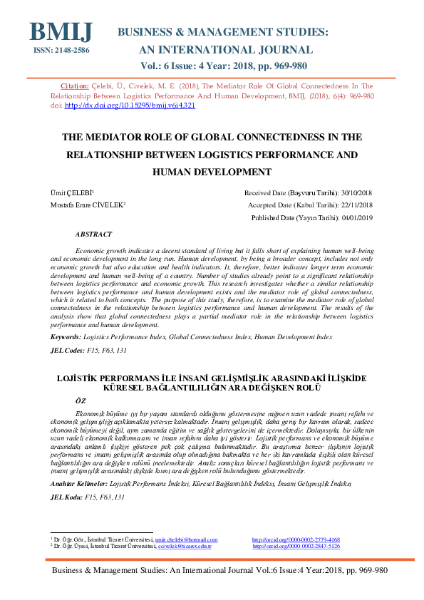 (PDF) The Mediator Role Of Global Connectedness In The Relationship Between Logistics ...