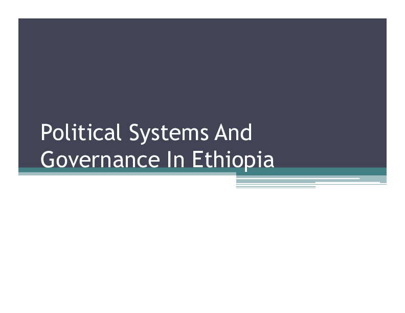 (PDF) Political Systems And Governance In Ethiopia