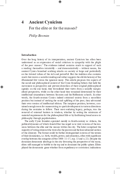 (PDF) Ancient Cynicism: For the elite or for the masses?