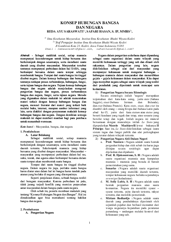 (DOC) KONSEP HUBUNGAN BANGSA DAN NEGARA (DOC) KONSEP HUBUNGAN BANGSA DAN NEGARA