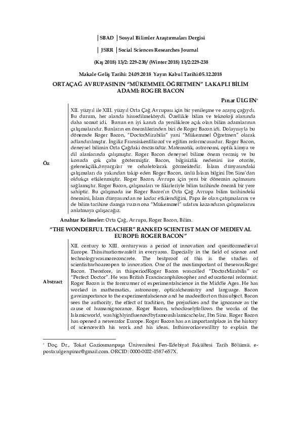 (PDF) ORTAÇAĞ AVRUPASININ “MÜKEMMEL ÖĞRETMEN” LAKAPLI BiLiM ADAMI ...