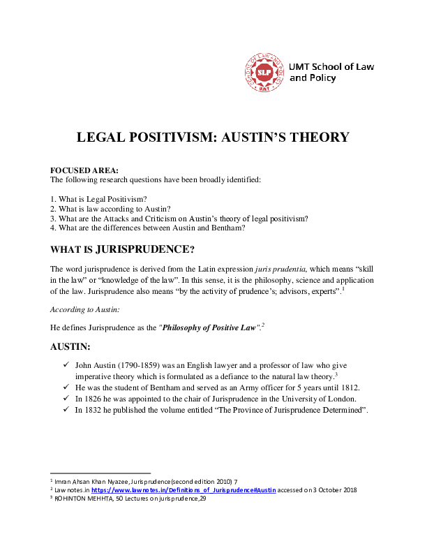 (DOC) LEGAL POSITIVISM AUSTINS THEORY