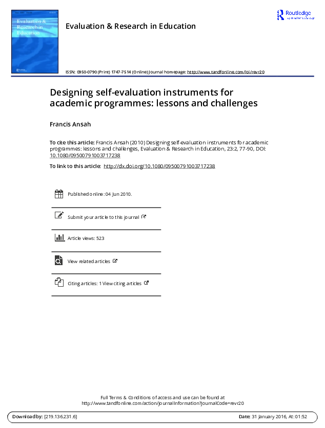 (PDF) Designing self-evaluation instruments for academic programmes ...
