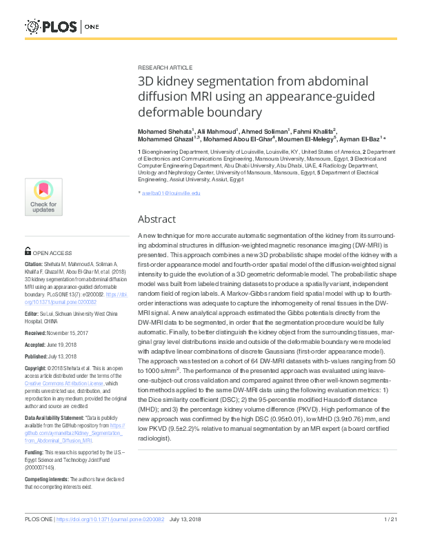 (PDF) 3D kidney segmentation from abdominal diffusion MRI using an appearance-guided deformable ...