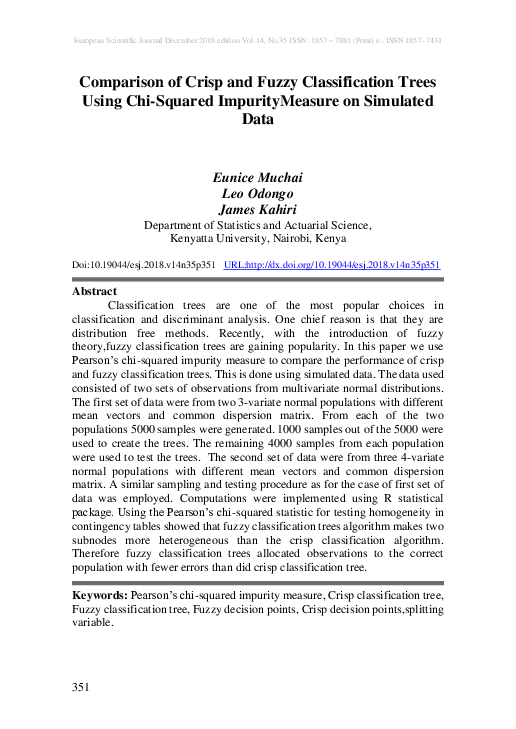 Pdf Comparison Of Crisp And Fuzzy Classification Trees Using Chi Squared Impuritymeasure On