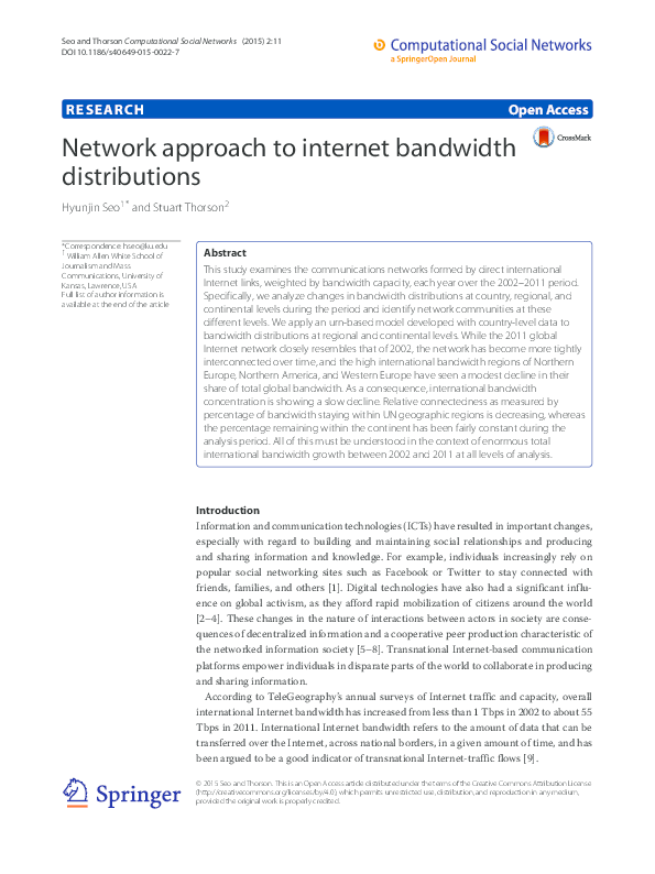 (PDF) Network approach to internet bandwidth distributions