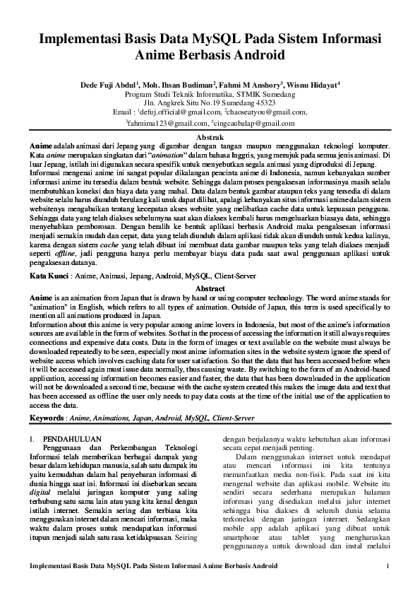 (PDF) Implementasi Basis Data MySQL Pada Sistem Informasi Anime ...
