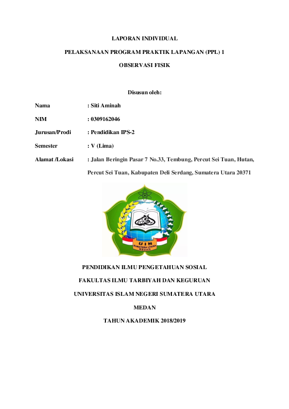 (DOC) LAPORAN INDIVIDUAL PELAKSANAAN PROGRAM PRAKTIK LAPANGAN (PPL) 1 ...