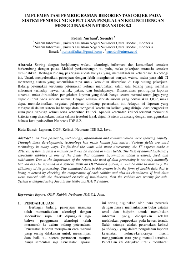 (PDF) IMPLEMENTASI PEMROGRAMAN BERORIENTASI OBJEK PADA SISTEM PENDUKUNG KEPUTUSAN PENJUALAN ...