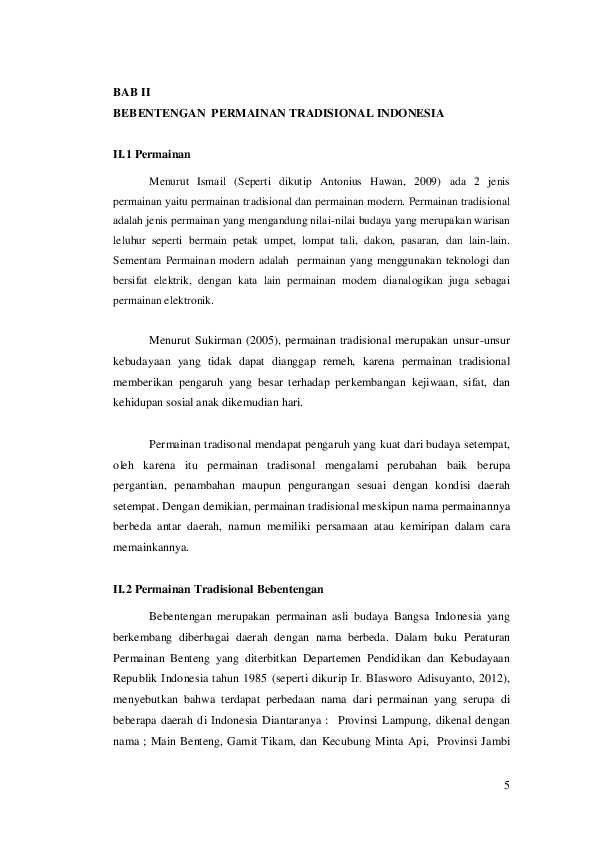 (PDF) BEBENTENGAN PERMAINAN TRADISIONAL INDONESIA II.1 Permainan