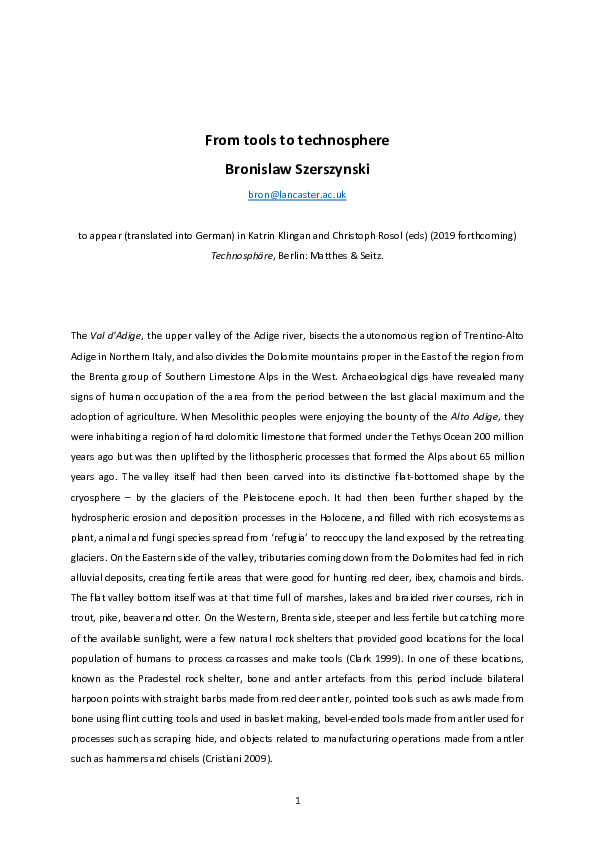 (PDF) From tools to technosphere