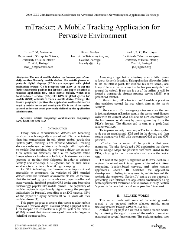 (PDF) mTracker: A Mobile Tracking Application for Pervasive Environment