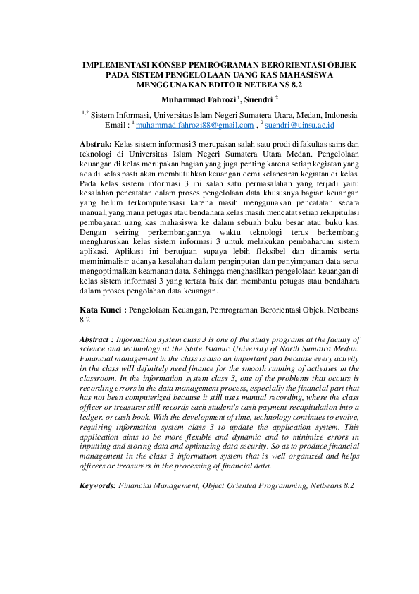 (PDF) IMPLEMENTASI KONSEP PBO PADA SISTEM PENGELOLAAN UANG KAS MAHASISWA MENGGUNAKAN EDITOR ...