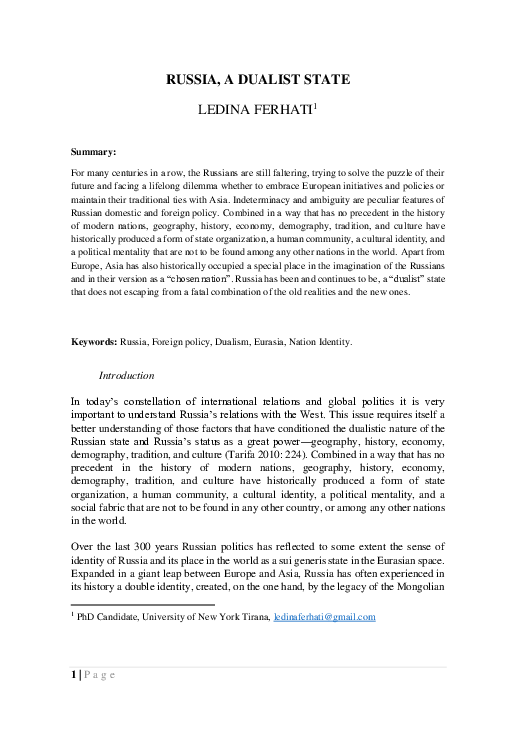 (DOC) Russia, a Dualist State