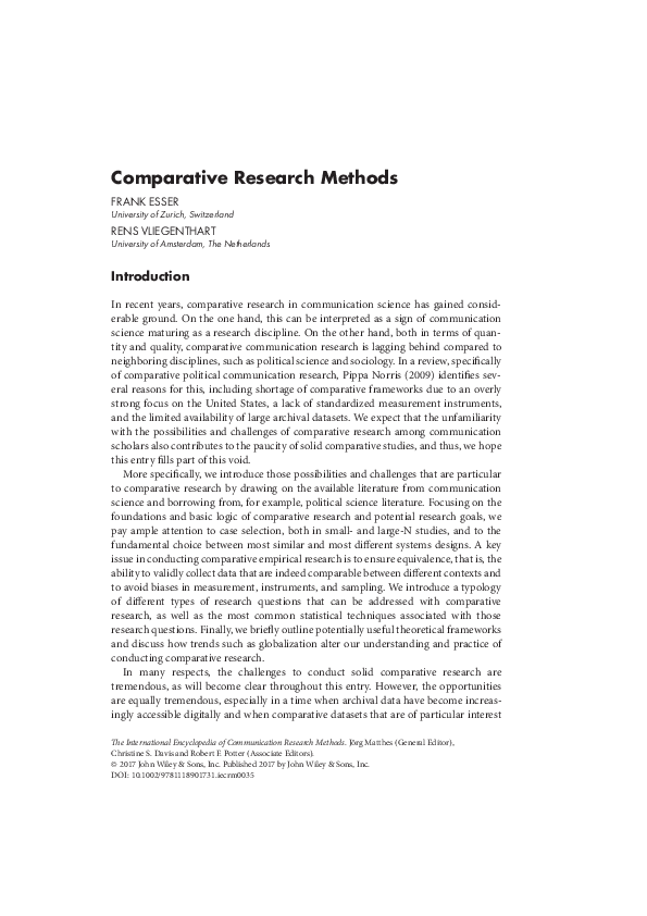 (PDF) Esser, F., & Vliegenthart, R. (2017). Comparative Research ...