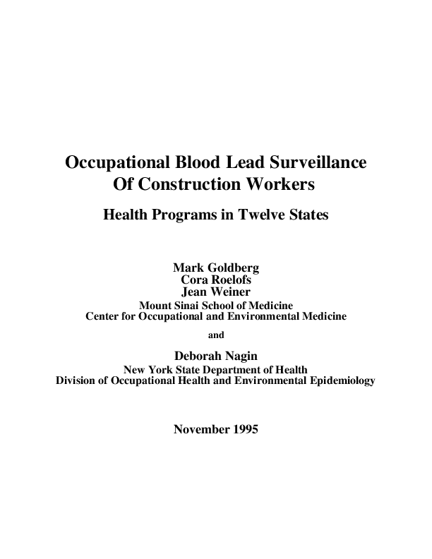 (PDF) Occupational Blood Lead Surveillance Of Construction Workers ...