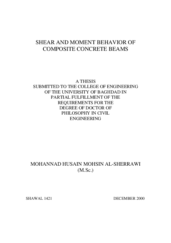 (PDF) SHEAR AND MOMENT BEHAVIOR OF COMPOSITE CONCRETE BEAMS