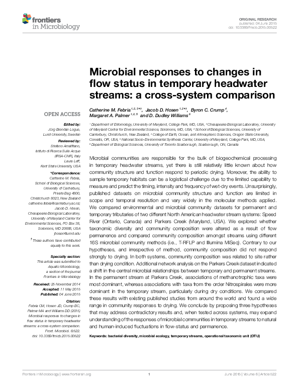 (PDF) Microbial responses to changes in flow status in temporary ...
