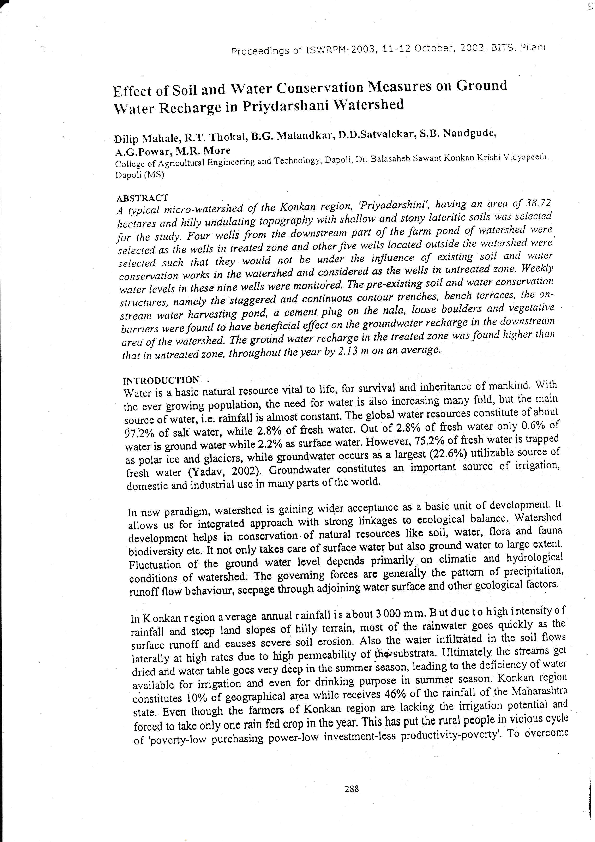 (PDF) Effect of soil and water conservation Measures on Ground Water ...