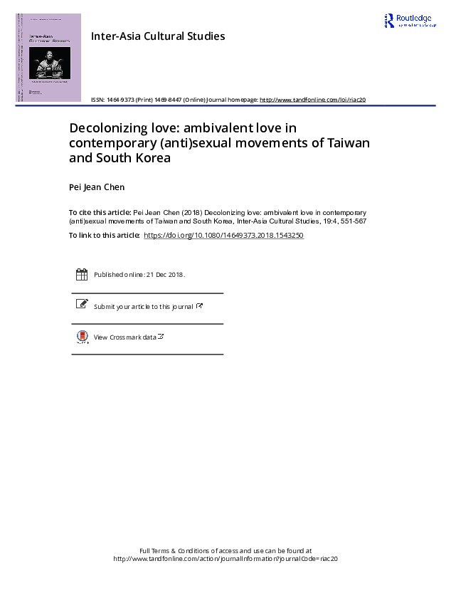 (PDF) Decolonizing love: ambivalent love in contemporary (anti)sexual ...