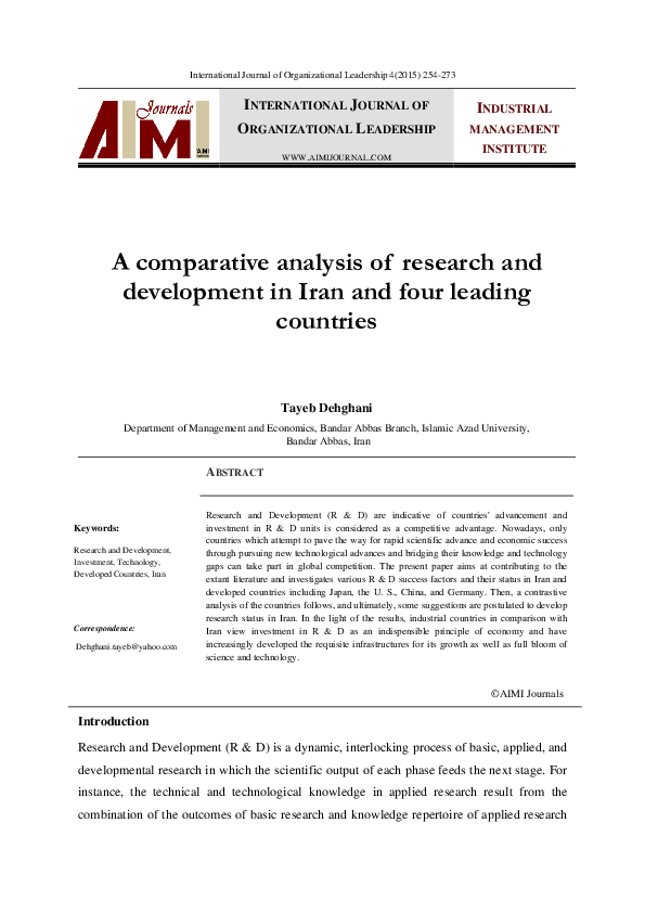 (PDF) A comparative analysis of research and development in Iran and ...